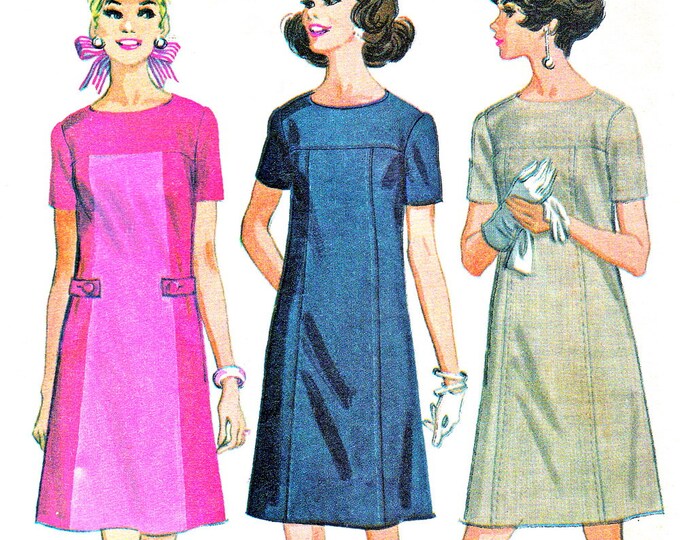 1960s Dress Pattern Mccalls 9206 Mod Short Sleeve Yoked A Line - Etsy