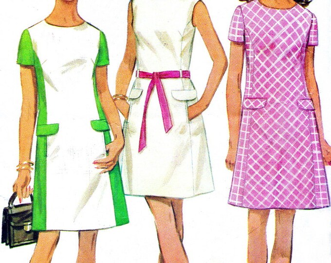 1960s Dress Pattern Simplicity 8083 Mod Princess Seam Color Block Dress ...