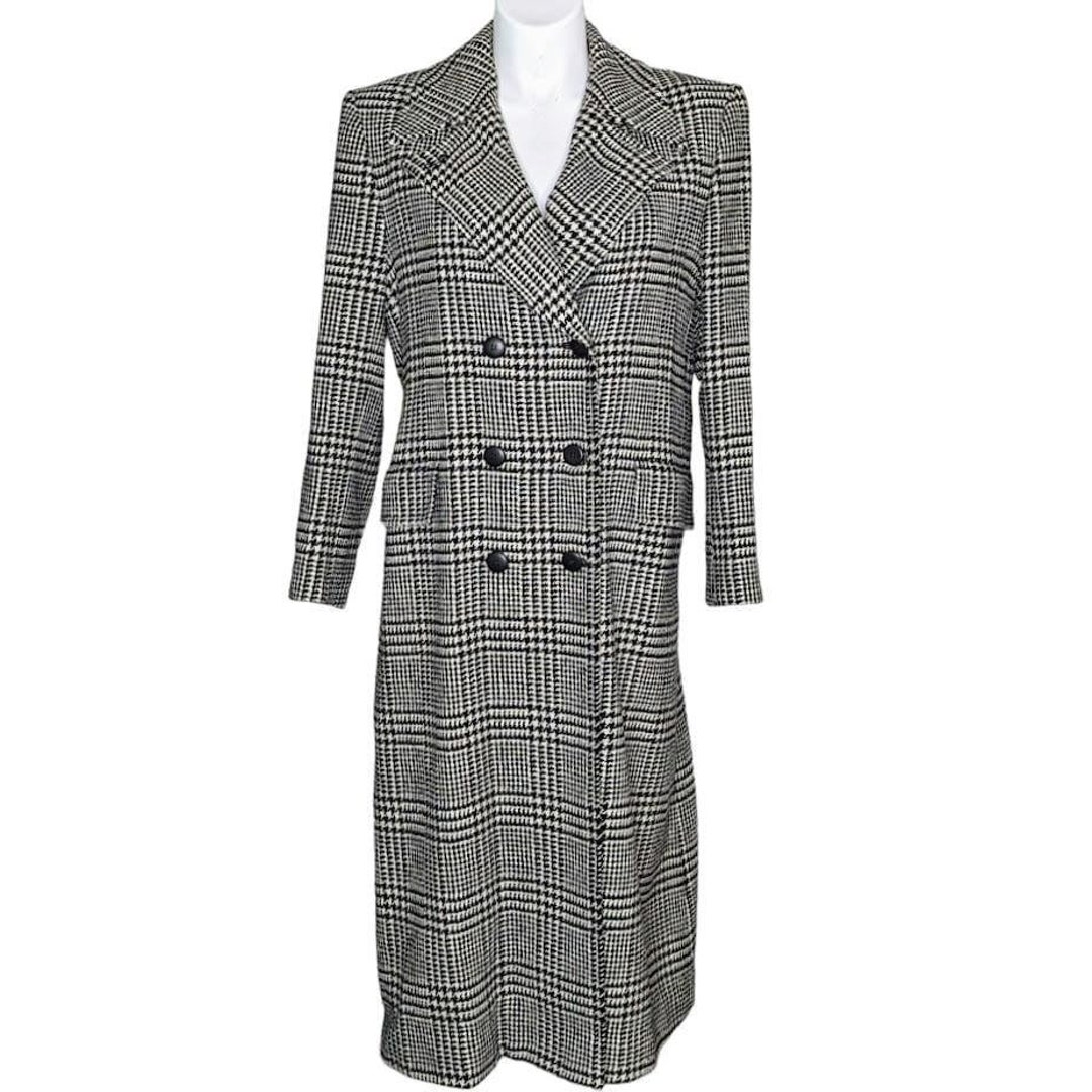 Pendleton Wool Trench Coat Vintage 60s Black White Houndstooth Plaid Women Large - Etsy