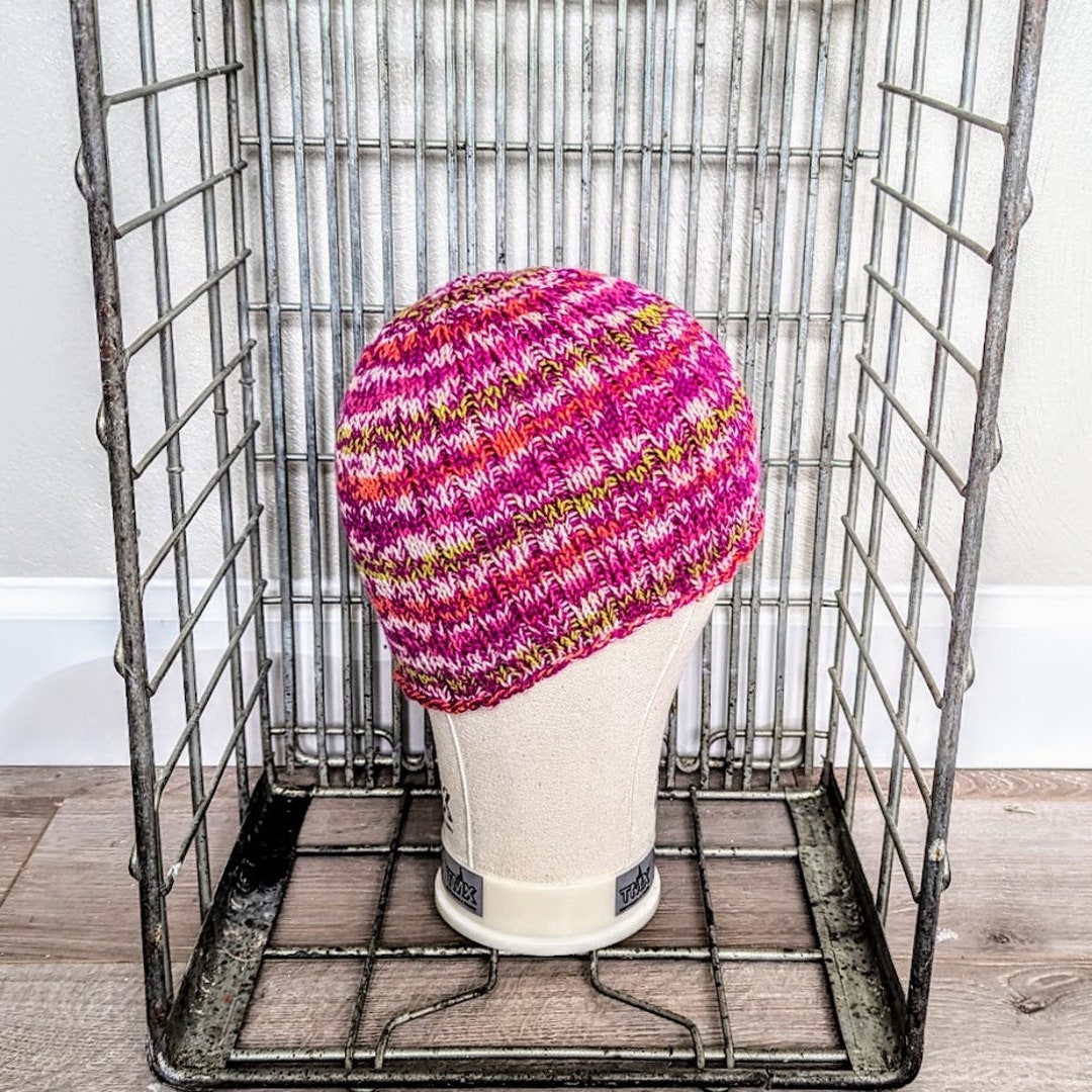 Hand Knit Scrap Yarn Wool Beanie Winter Hat Skull Cap Unisex - Etsy