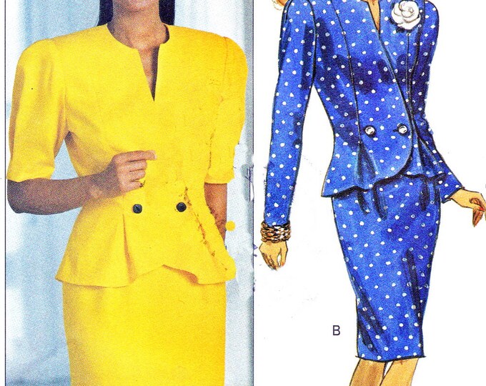 1980s Dress Pattern Butterick 4157 Two Piece Peplum Dress Sheath Skirt ...