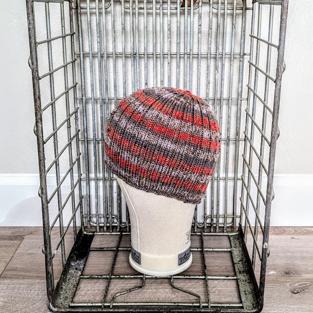 Hand Knit Scrap Yarn Wool Beanie Winter Hat Skull Cap Unisex Ready to ...