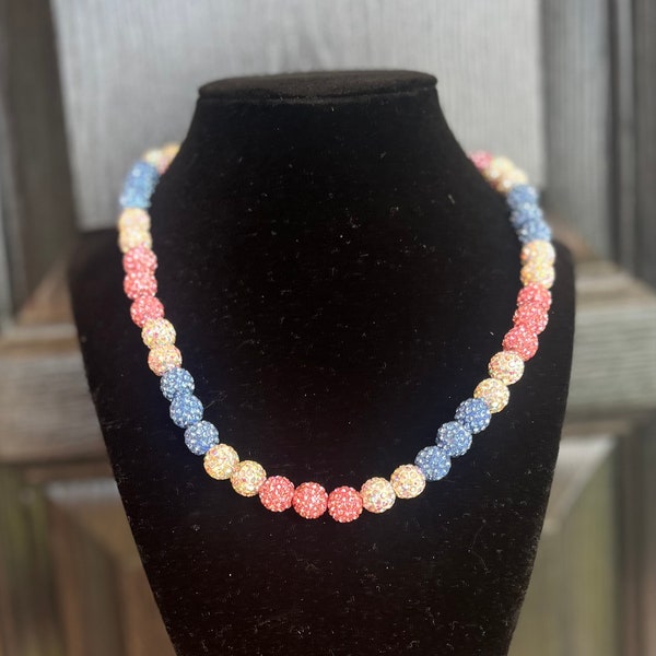 Pink and Blue Baseball Necklace - Etsy