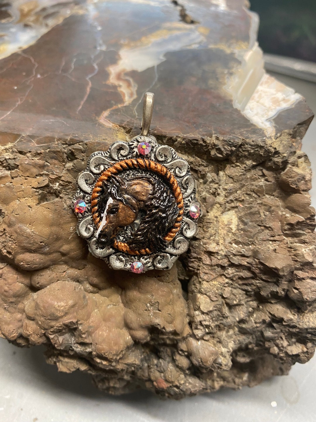 Arabian Horse Head Fancy Concho Pendant - Etsy