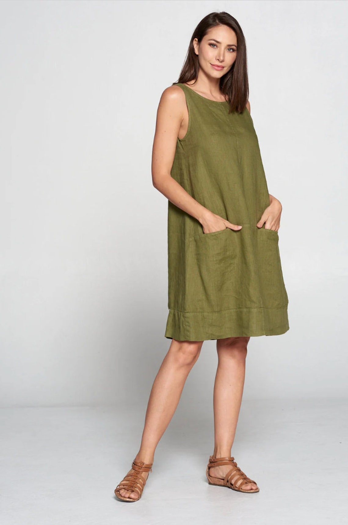 Linen Sleeveless Dress With Two Pockets - Etsy