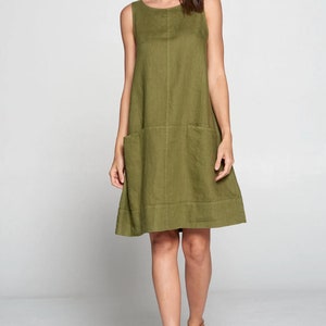 Linen Sleeveless Dress With Two Pockets - Etsy