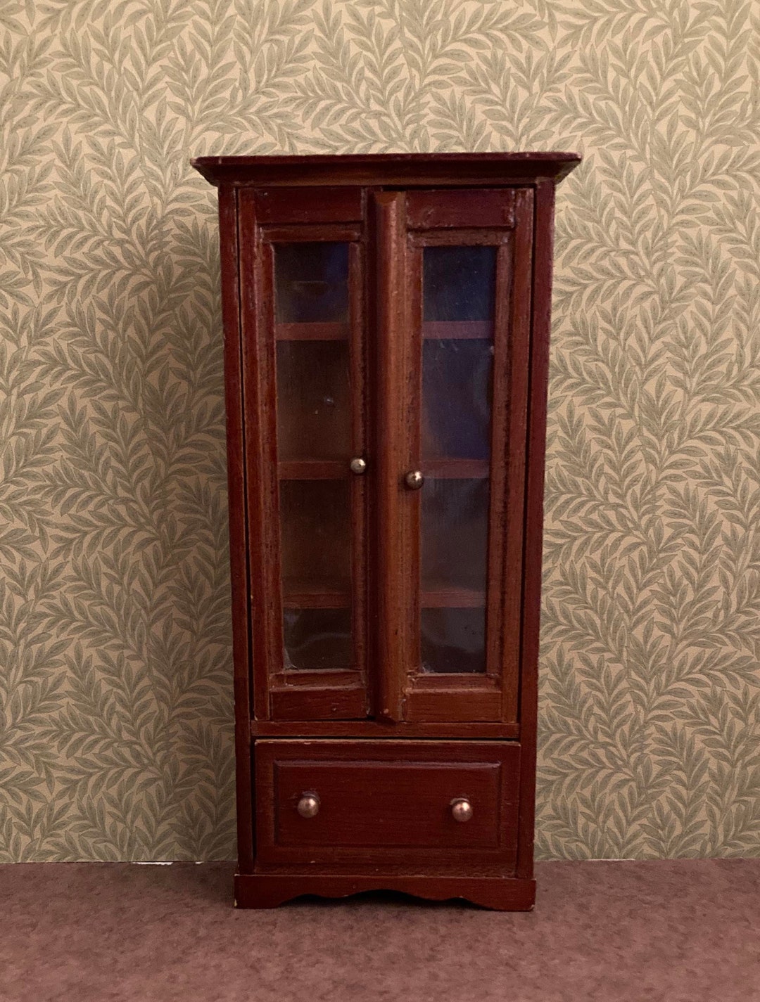 Vintage Walnut Dollhouse Cabinet With Doors That Open and Books ...