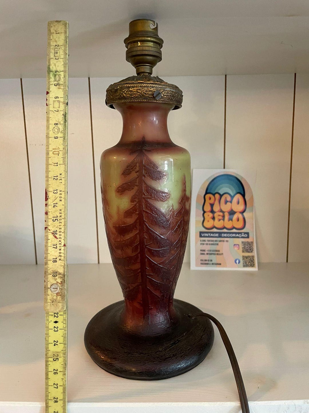 Art Nouveau Lamp Base Clear Acid. Signed Michel. Lake Decor. Around ...