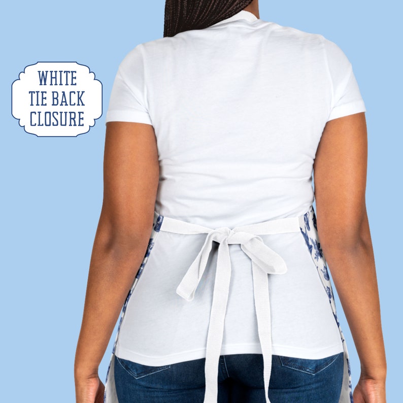 Blue and White Toile Pattern Apron for Kitchen Gift for Mom Birthday ...