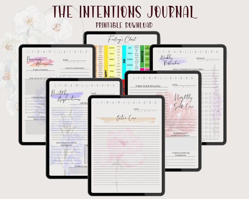 The Intentions Journal Printable Download Mental Health Self-awareness ...