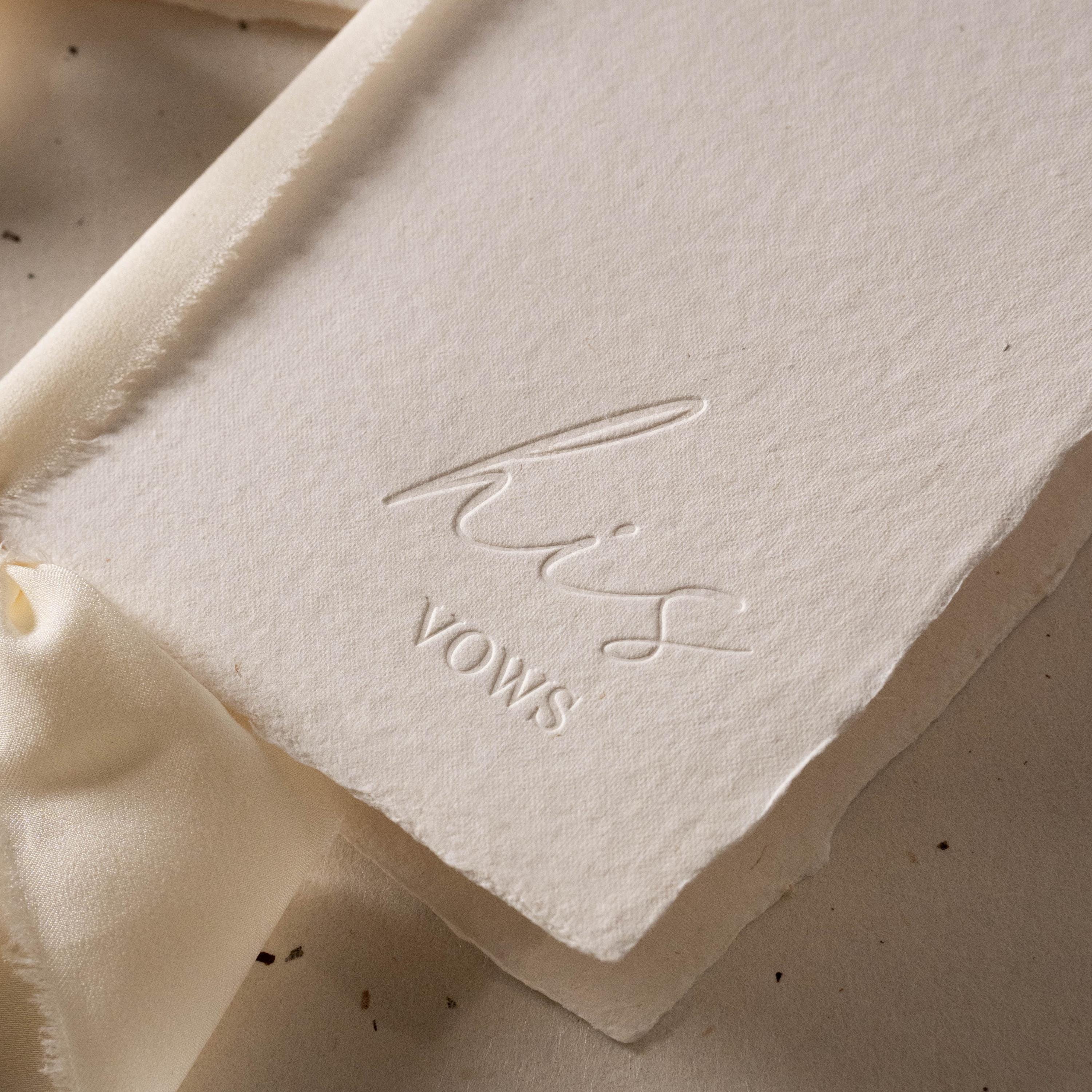 Set of 2 Vow Cards With Silk Ribbon | Personalised Letterpress Vow ...