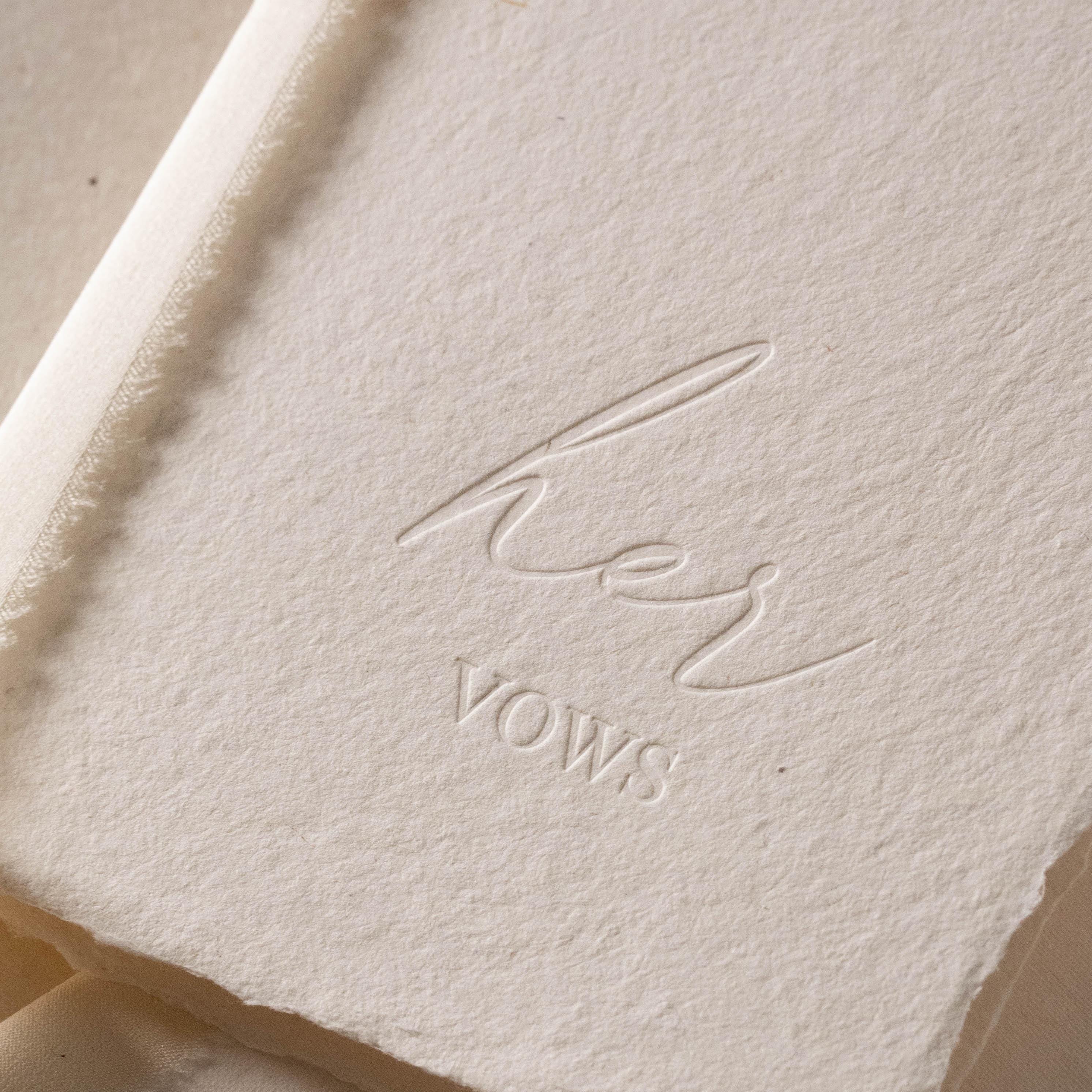 Set of 2 Vow Cards With Silk Ribbon | Personalised Letterpress Vow ...