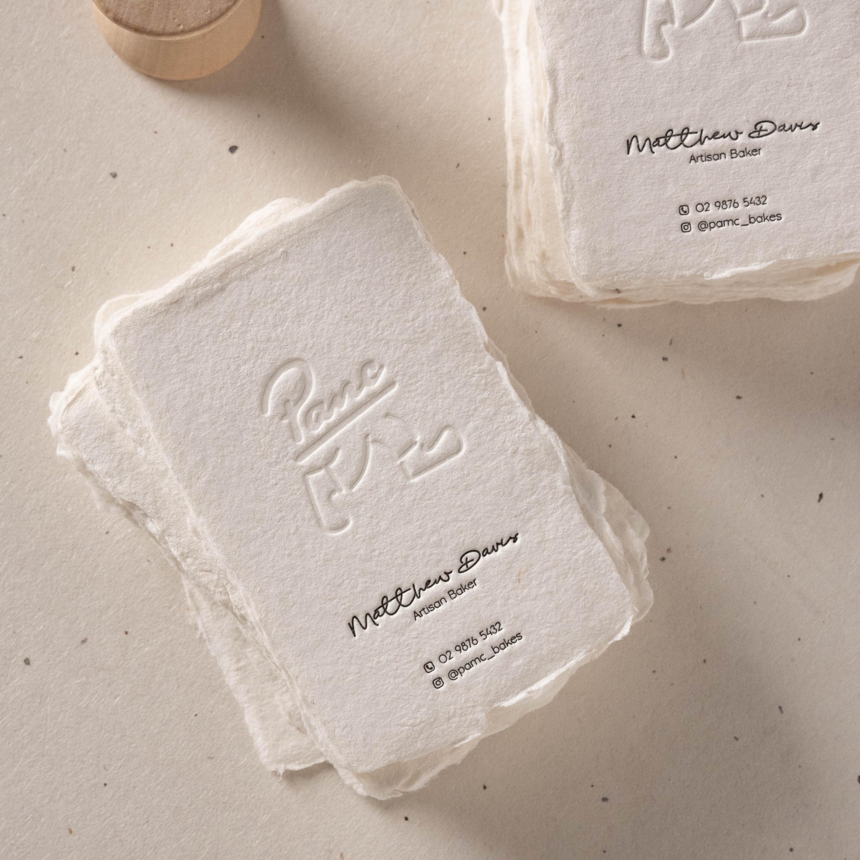 Handmade Paper Letterpress Business Cards | Simple Name Cards - Etsy