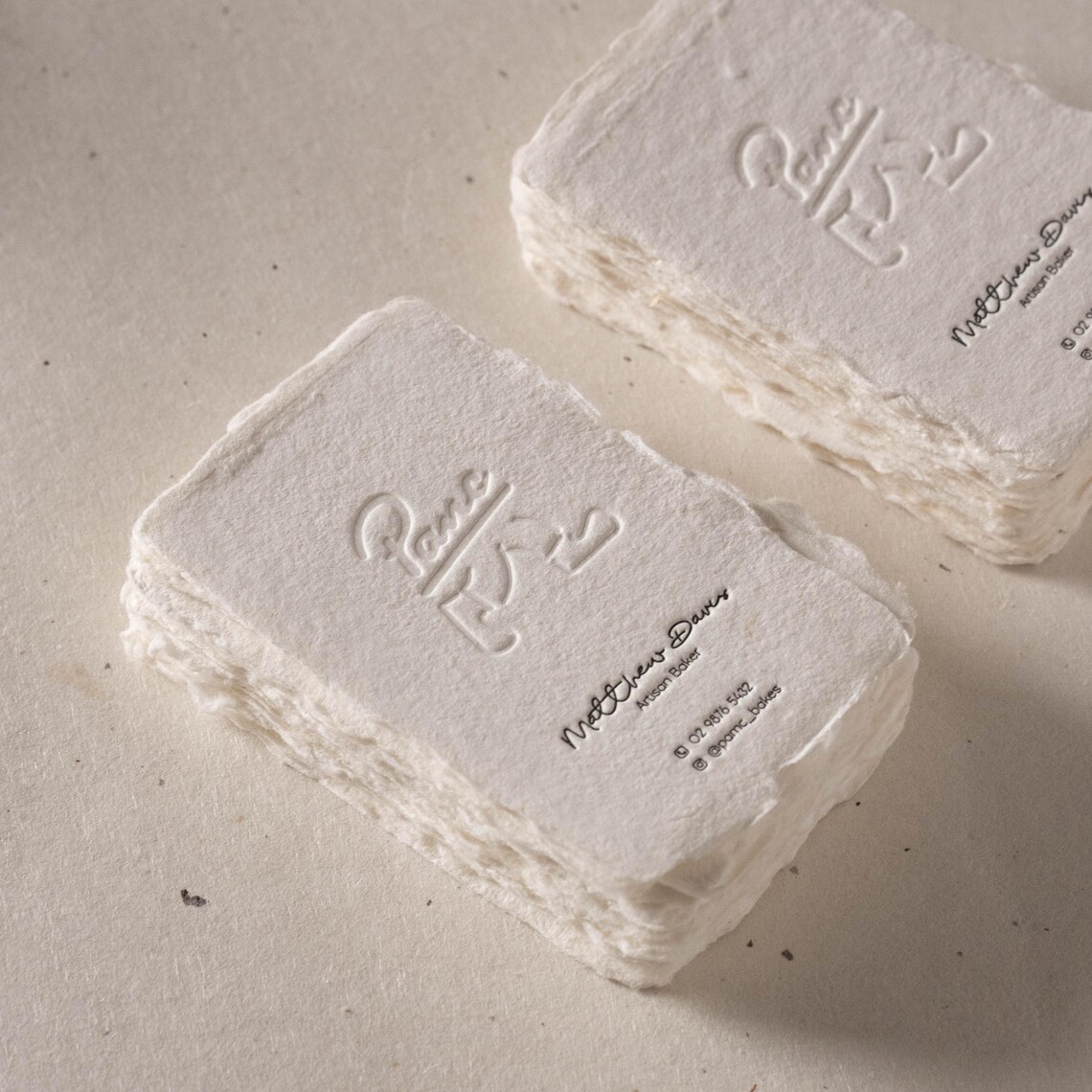 Handmade Paper Letterpress Business Cards | Simple Name Cards - Etsy