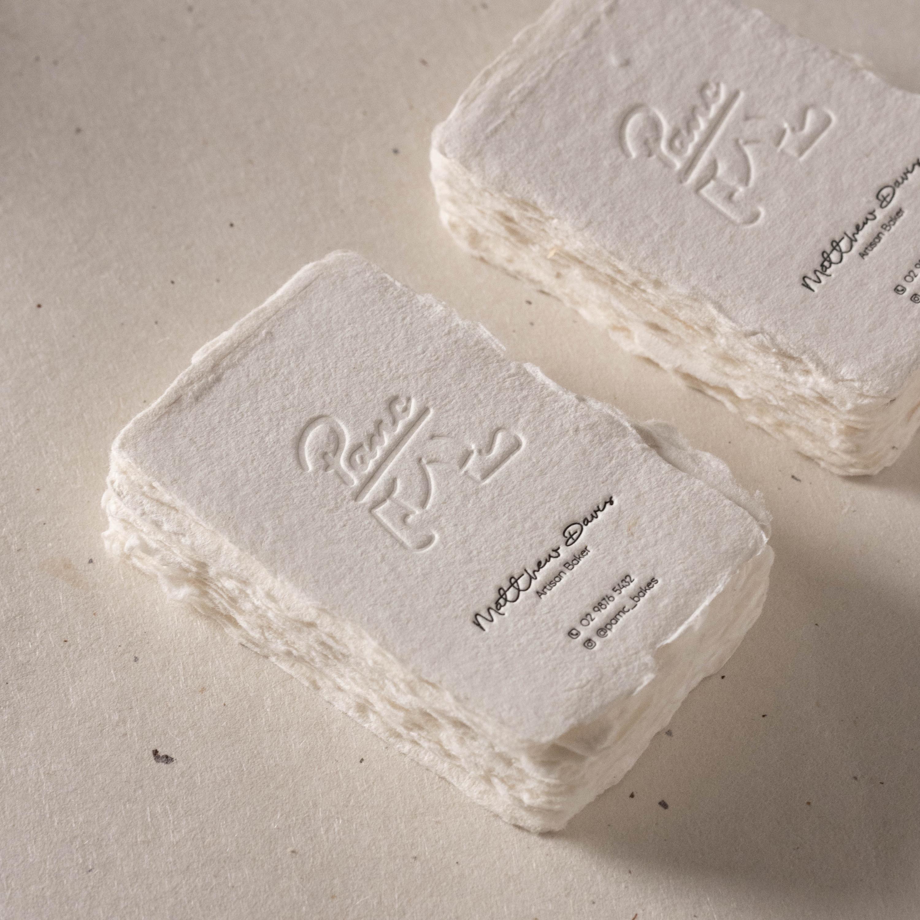 Handmade Paper Letterpress Business Cards | Simple Name Cards - Etsy