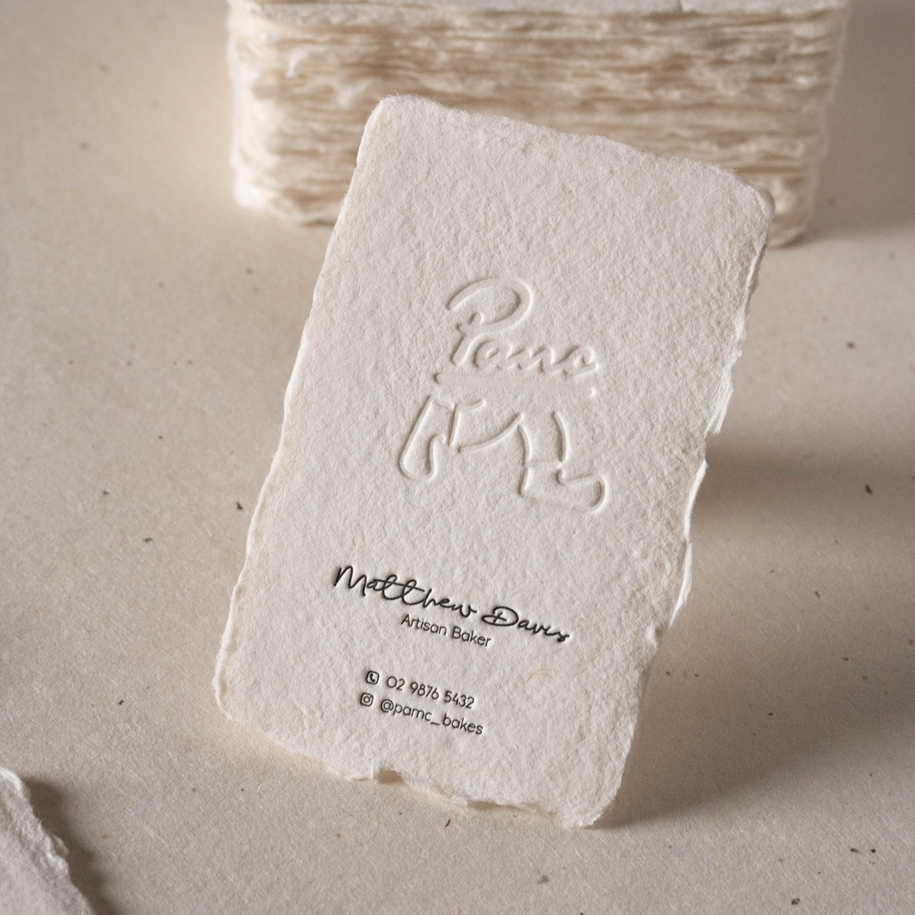 Handmade Paper Letterpress Business Cards | Simple Name Cards - Etsy
