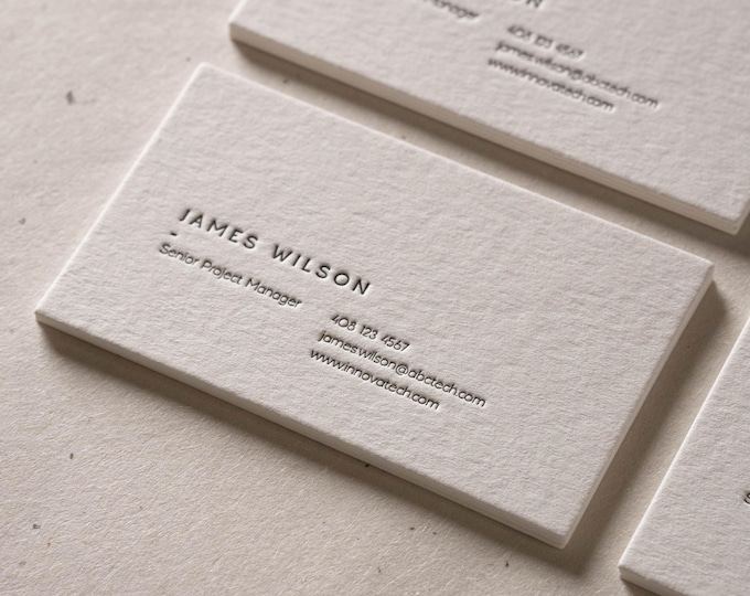 Minimalist Handmade Letterpress Business Cards | Premium Name Cards - Etsy