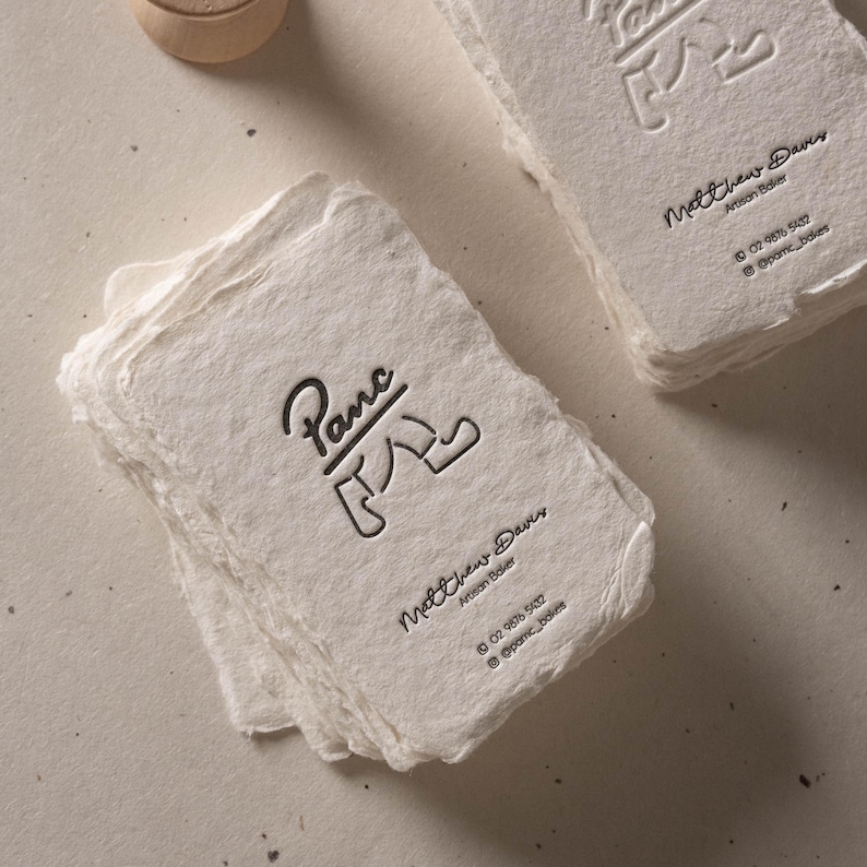 Handmade Paper Letterpress Business Cards | Simple Name Cards - Etsy