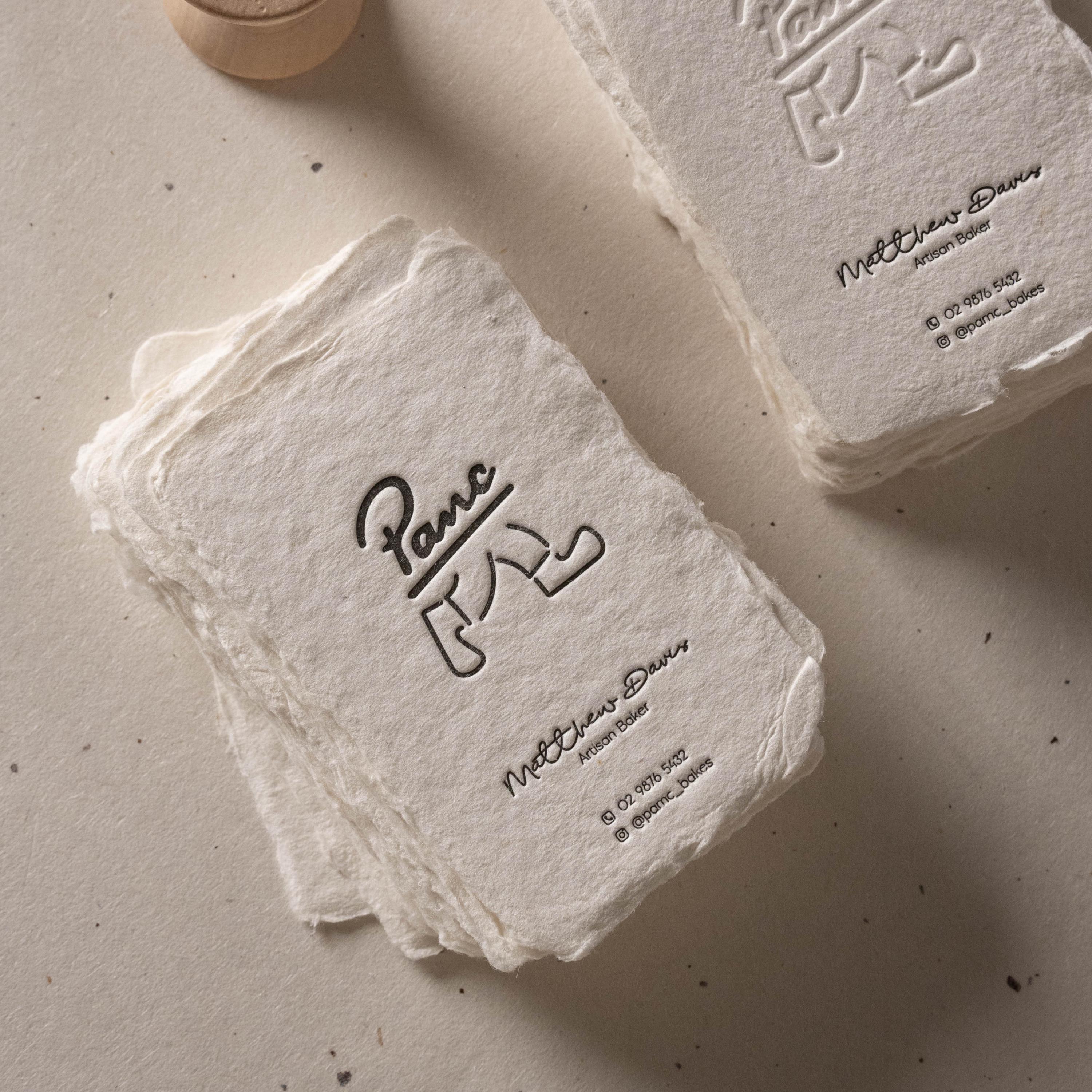 Handmade Paper Letterpress Business Cards | Simple Name Cards - Etsy