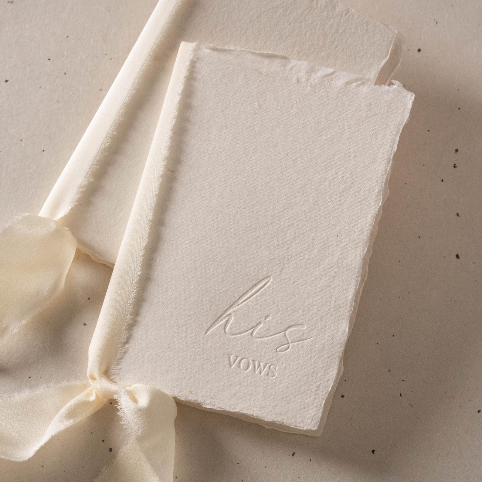 Set of 2 Vow Cards With Silk Ribbon | Personalised Letterpress Vow ...