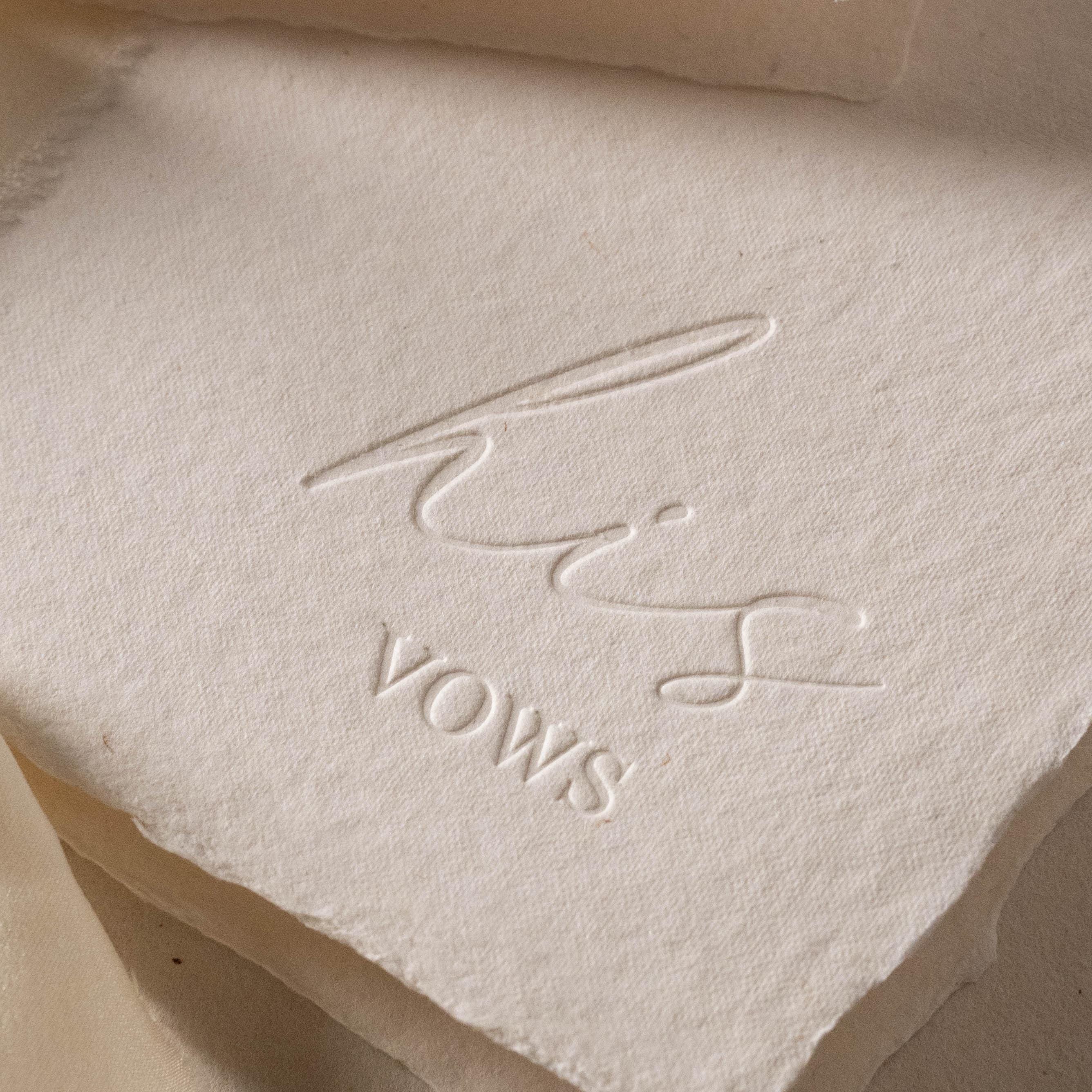 Set of 2 Vow Cards With Silk Ribbon | Personalised Letterpress Vow ...