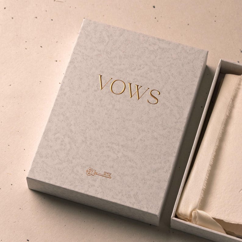 Set of 2 Vow Cards With Silk Ribbon | Personalised Letterpress Vow ...