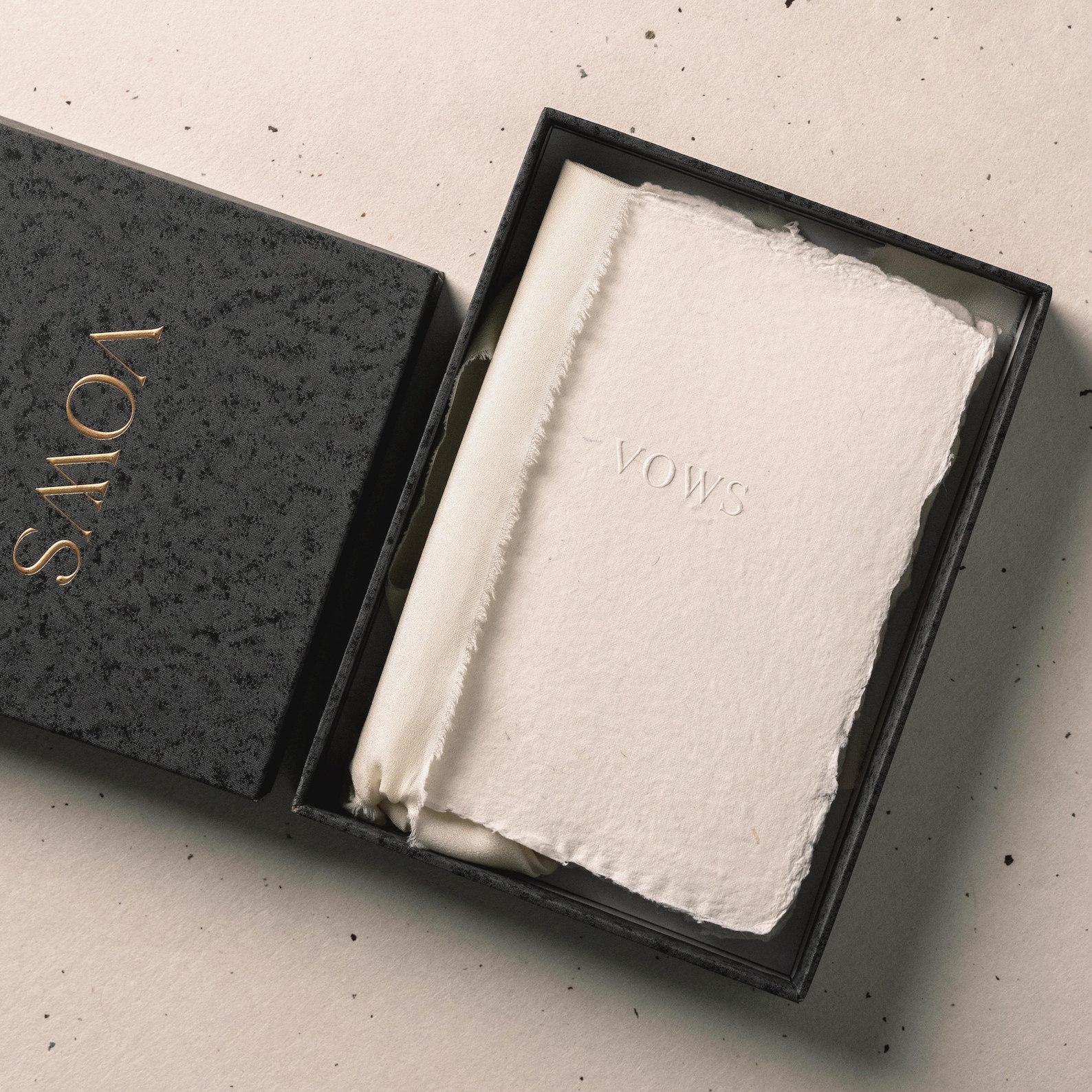 Set of 2 Vow Cards With Silk Ribbon | Personalised Letterpress Vow ...