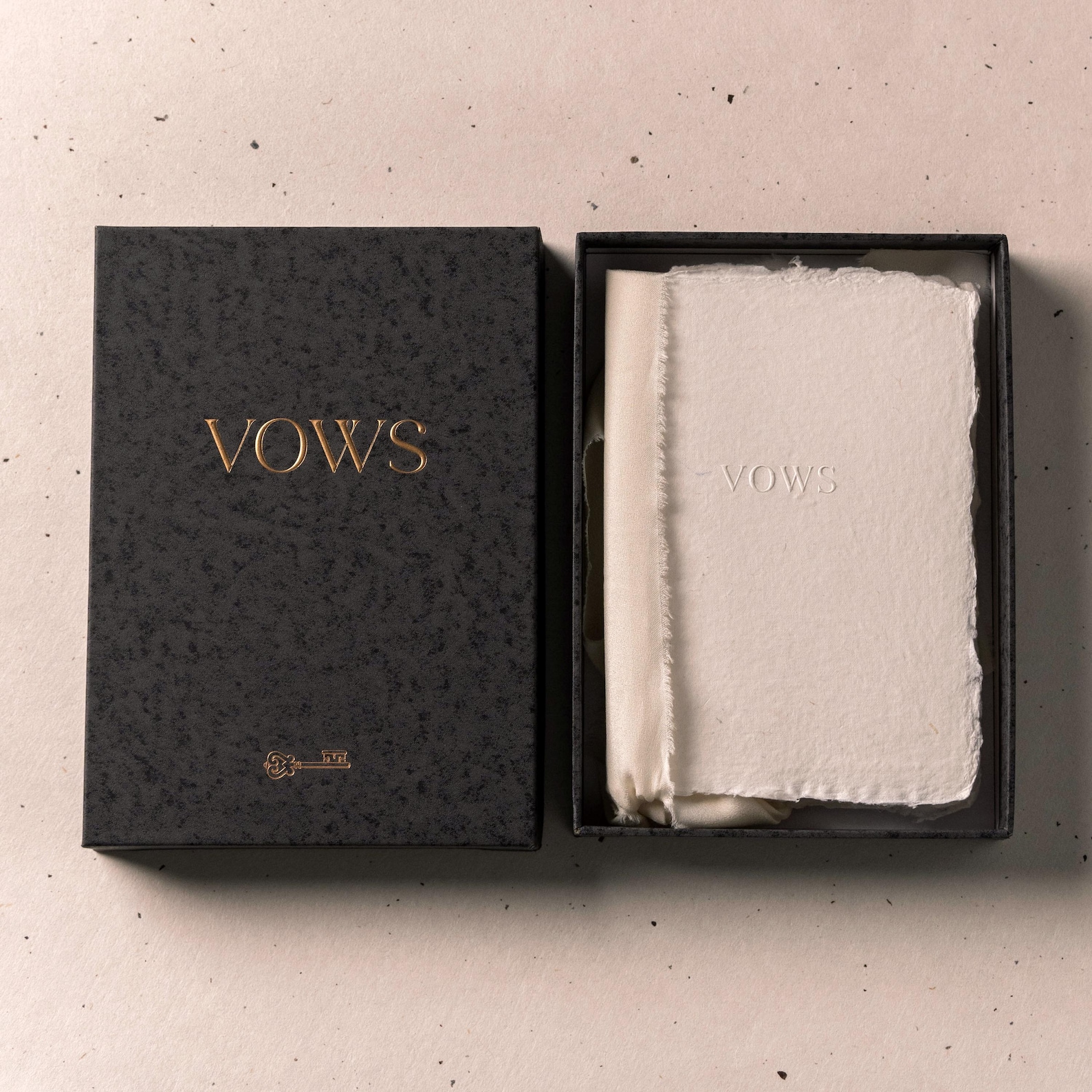 Set of 2 Vow Cards With Silk Ribbon | Personalised Letterpress Vow ...