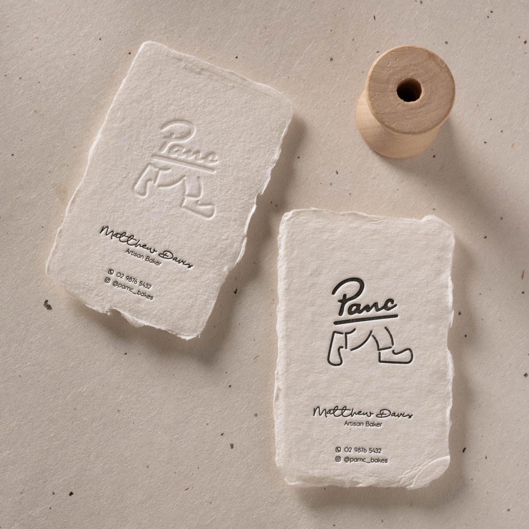 Handmade Paper Letterpress Business Cards | Simple Name Cards - Etsy