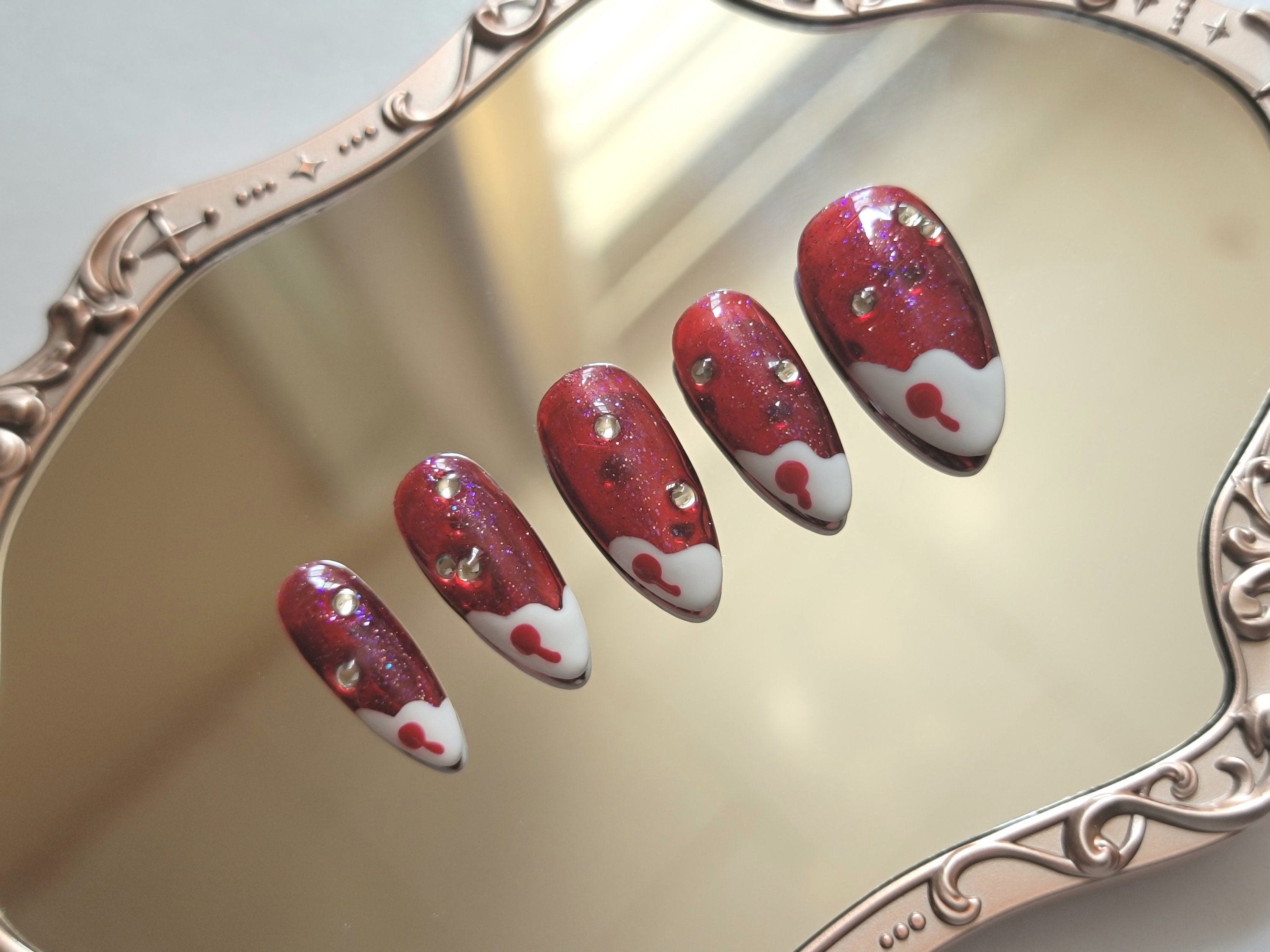 Cherry Cream Soda Kawaii Press on Nails Gel Nails Faux Acrylic Nails ...