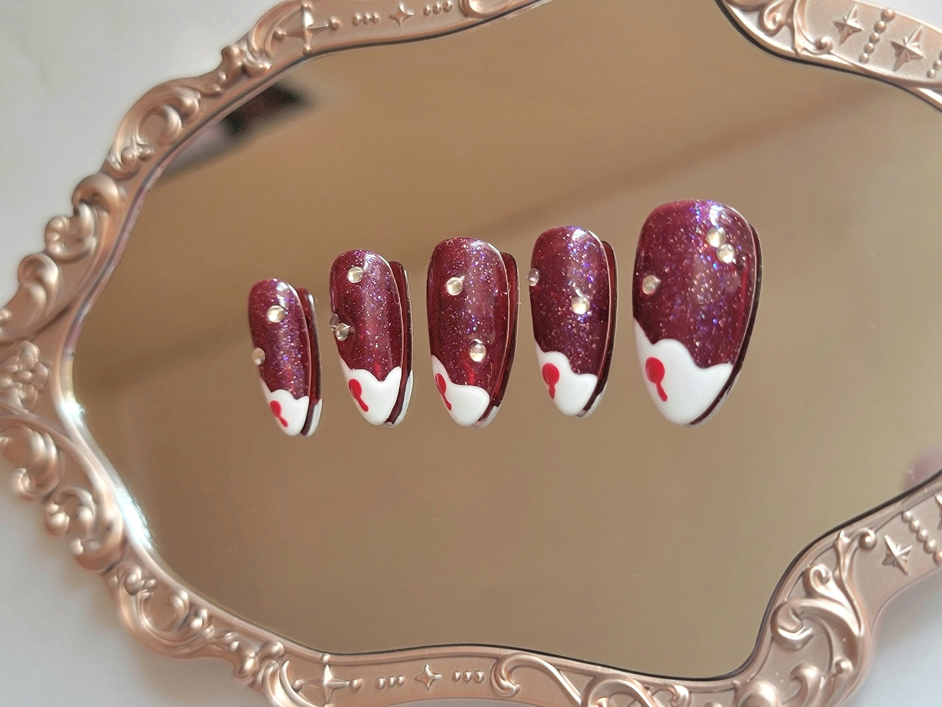 Cherry Cream Soda Kawaii Press on Nails Gel Nails Faux Acrylic Nails ...