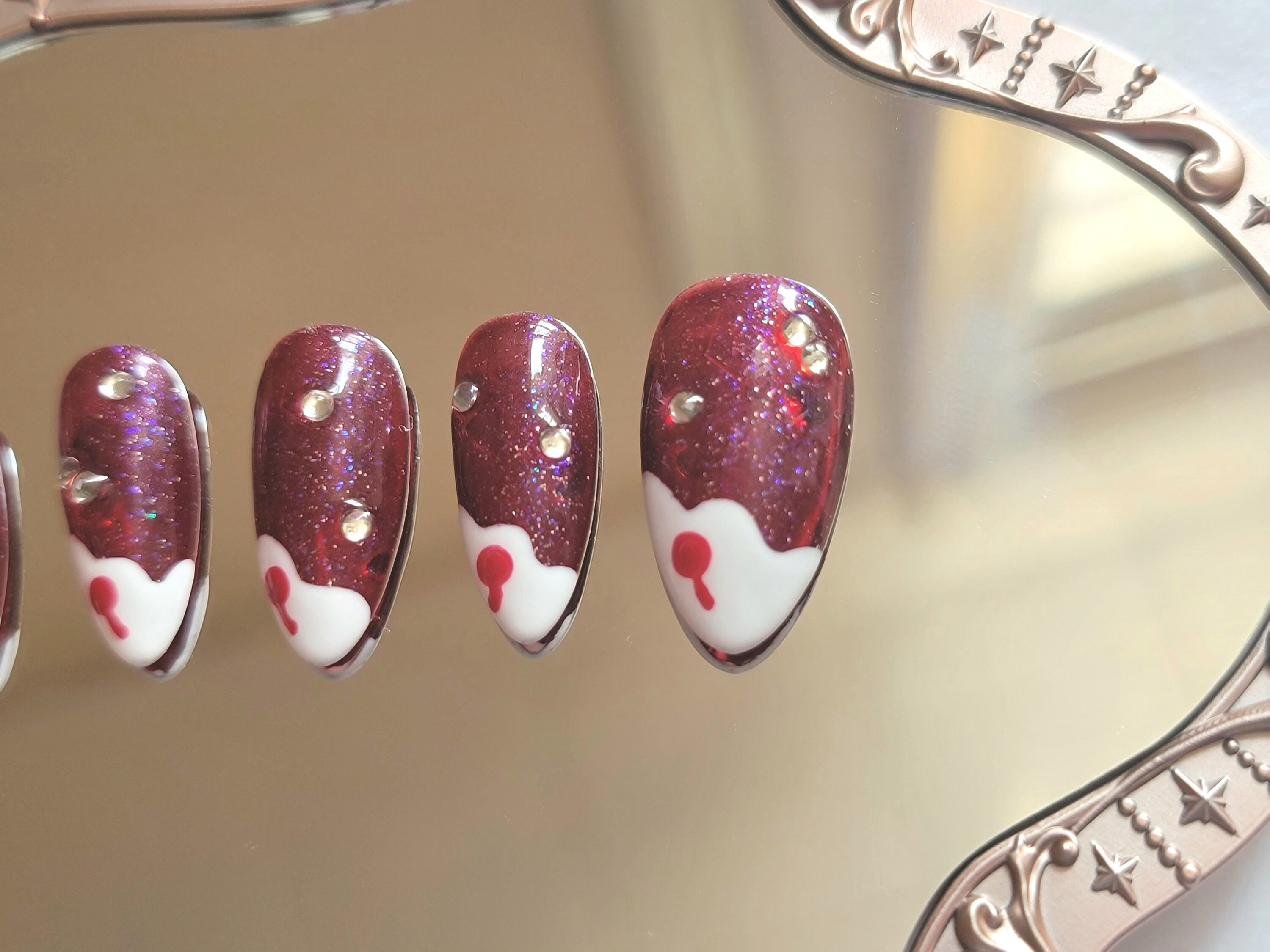 Cherry Cream Soda Kawaii Press on Nails Gel Nails Faux Acrylic Nails ...