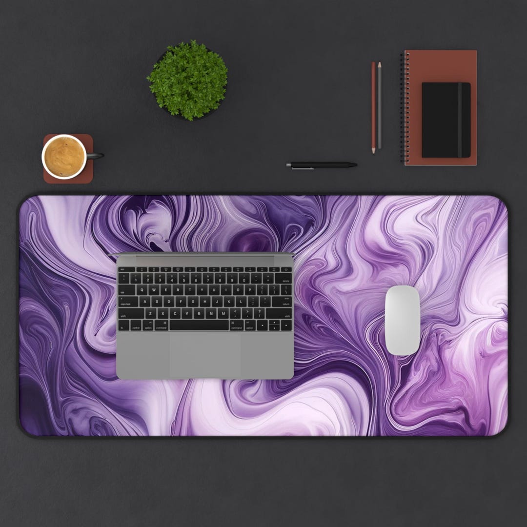 Purple Marble Swirl Desk Mat - Etsy