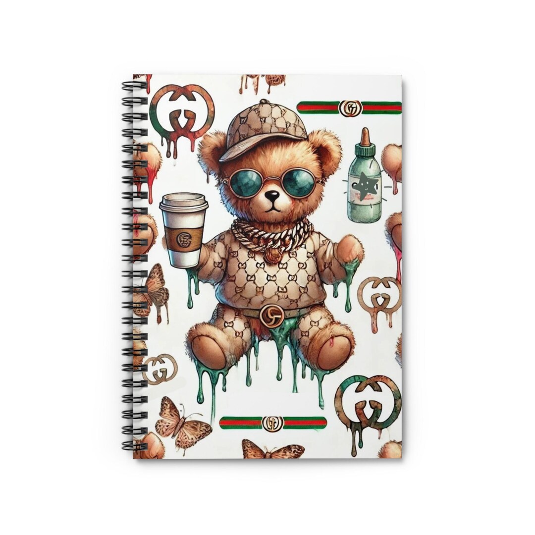 Luxurious Dripping Teddy Bear With Coffee Spiral Notebook Ruled Line - Etsy