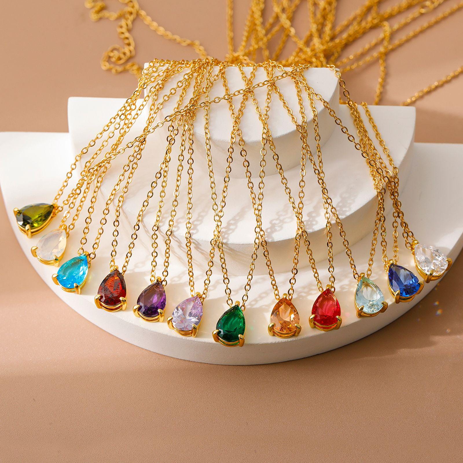 Emerald Water Drop Necklace Droplet Gemstone Pendant Green Teardrop ...