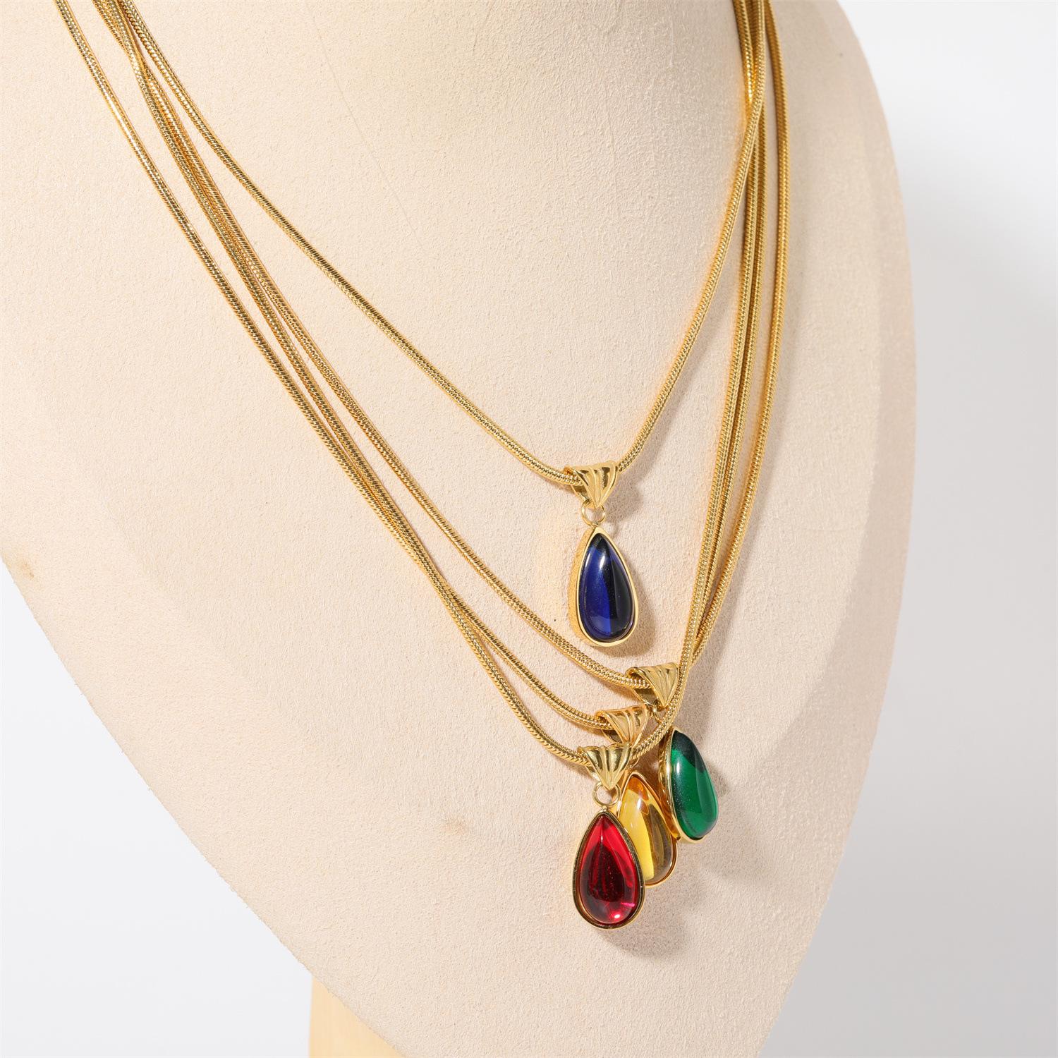 Emerald Water Drop Necklace Droplet Gemstone Pendant Green Teardrop ...