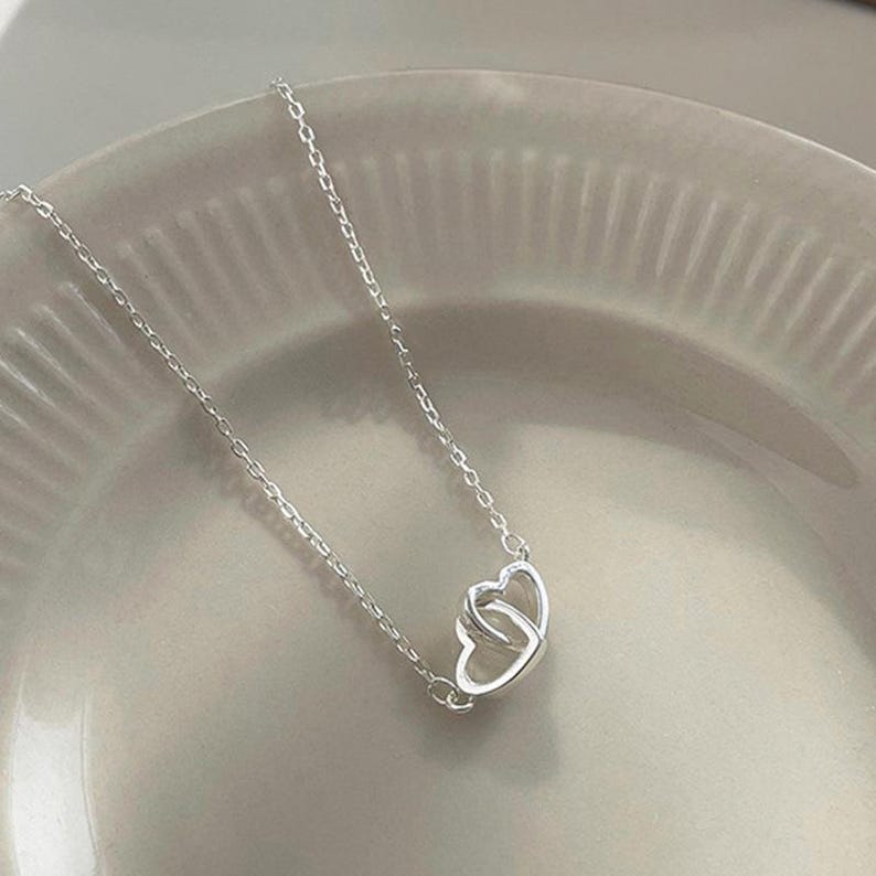 Interlocking Heart Bracelet, Double Heart Bracelet, Two Minimalist ...