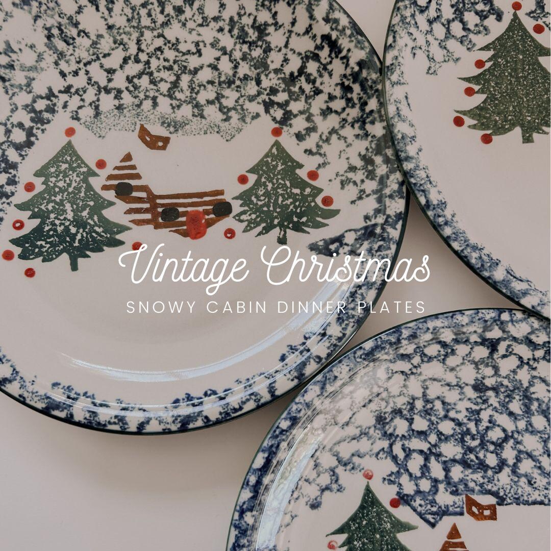 Vintage Snowy Cabin Dinner Plates - Etsy