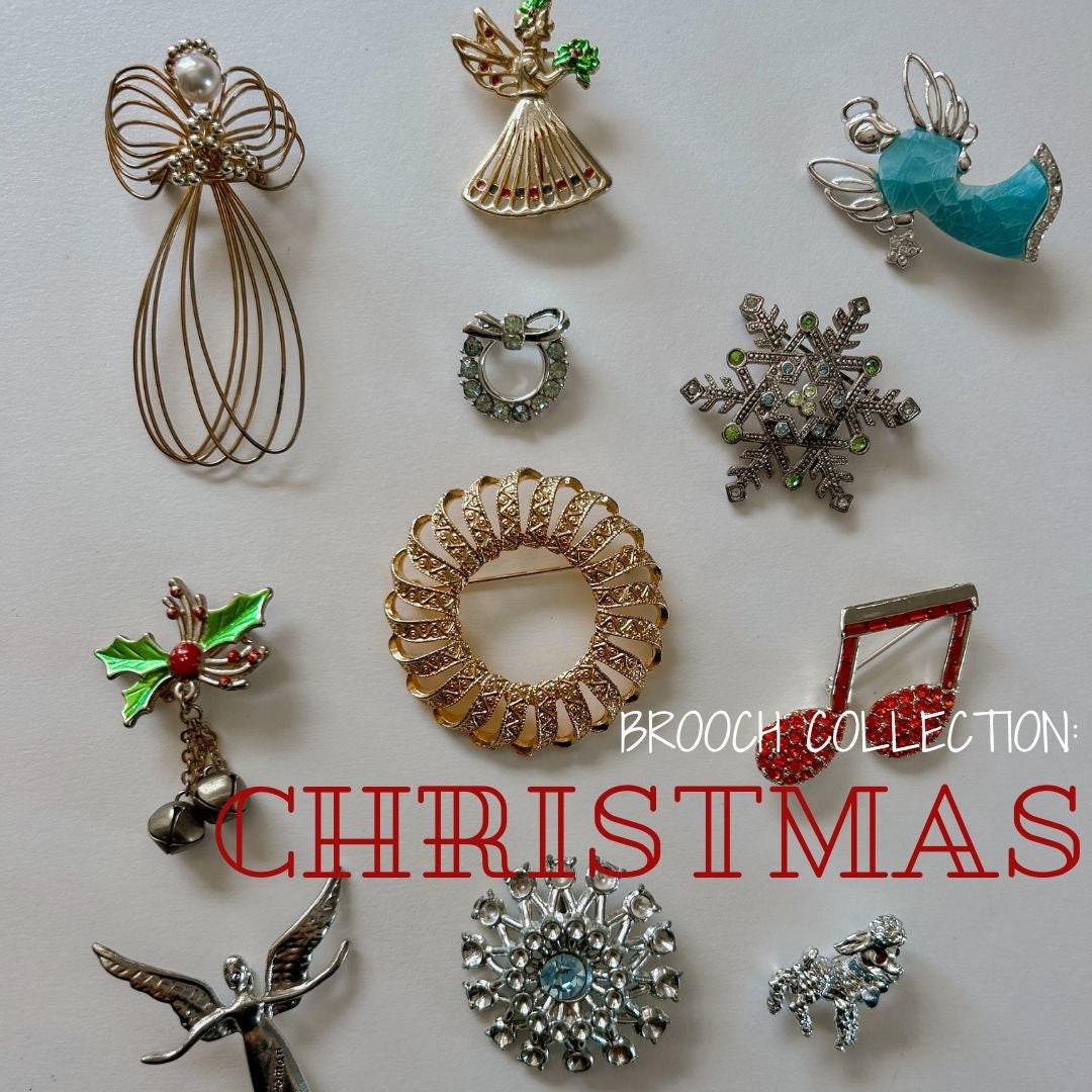 Vintage Christmas Brooches - Etsy
