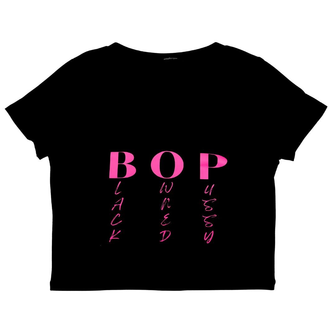 BOP "black Owned P..." Black Crop Top QOS Snowbunny BBC Hotwife Apparel ...