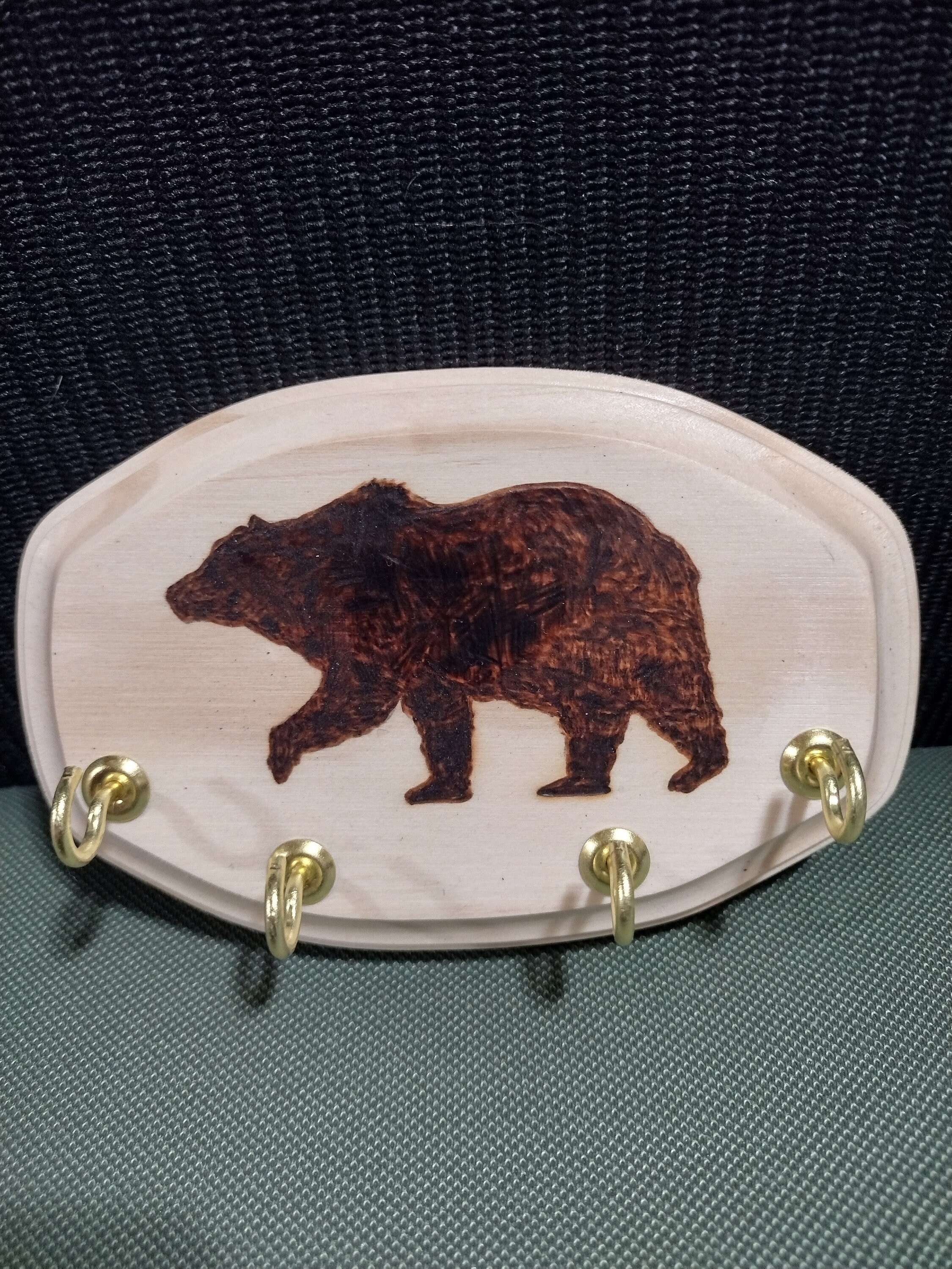 Wood Burned Key Holder. Pyrography. Burned by Hand. Has Hooks to Hold ...