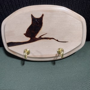 Wood Burned Key Holder. Pyrography. Burned by Hand. Has Hooks to Hold ...