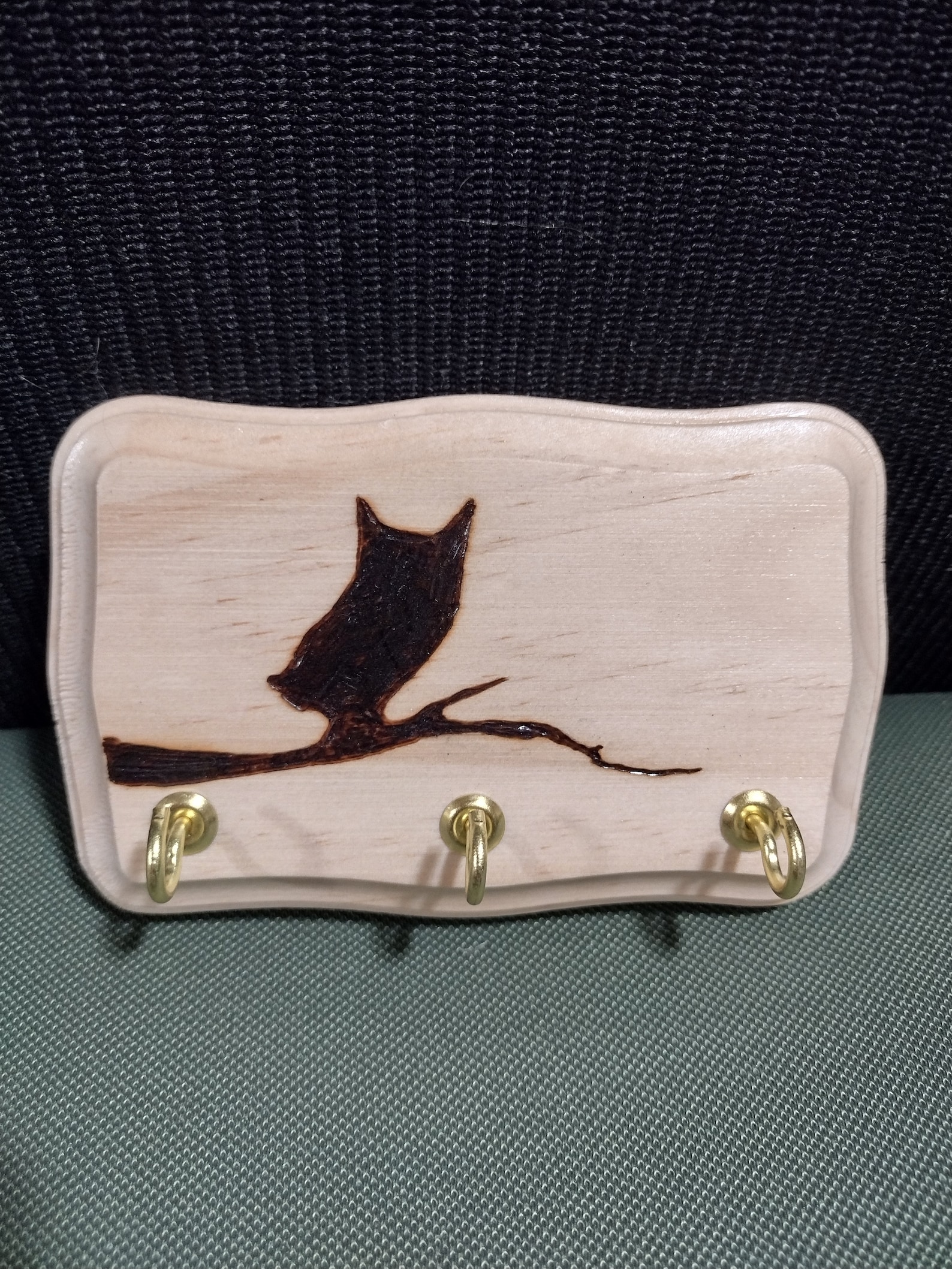 Wood Burned Key Holder. Pyrography. Burned by Hand. Has Hooks to Hold ...