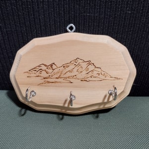 Wood Burned Key Holder. Pyrography. Burned by Hand. Has Hooks to Hold ...