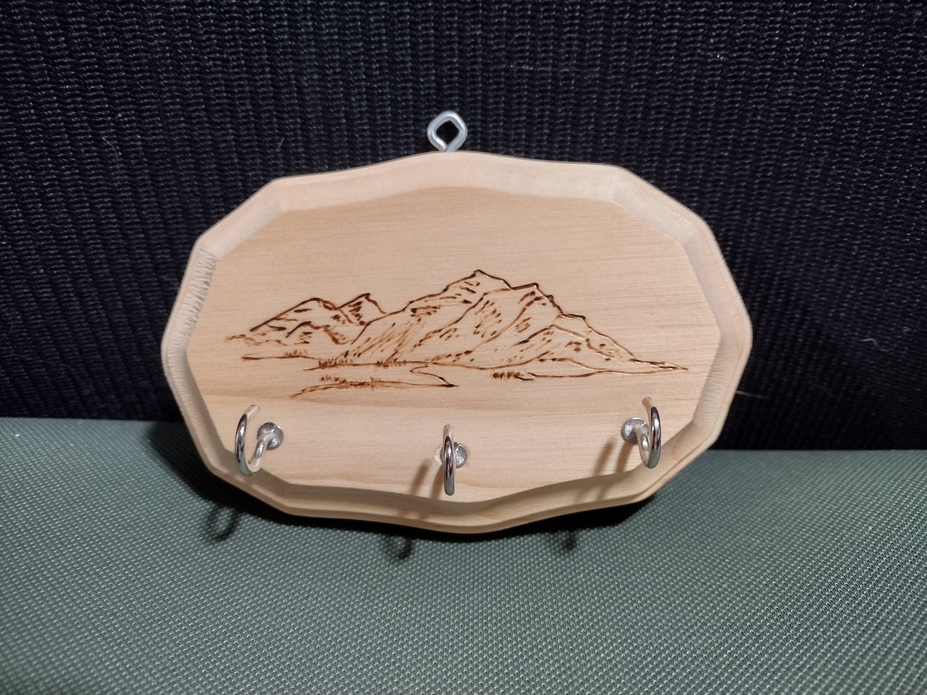 Wood Burned Key Holder. Pyrography. Burned by Hand. Has Hooks to Hold ...