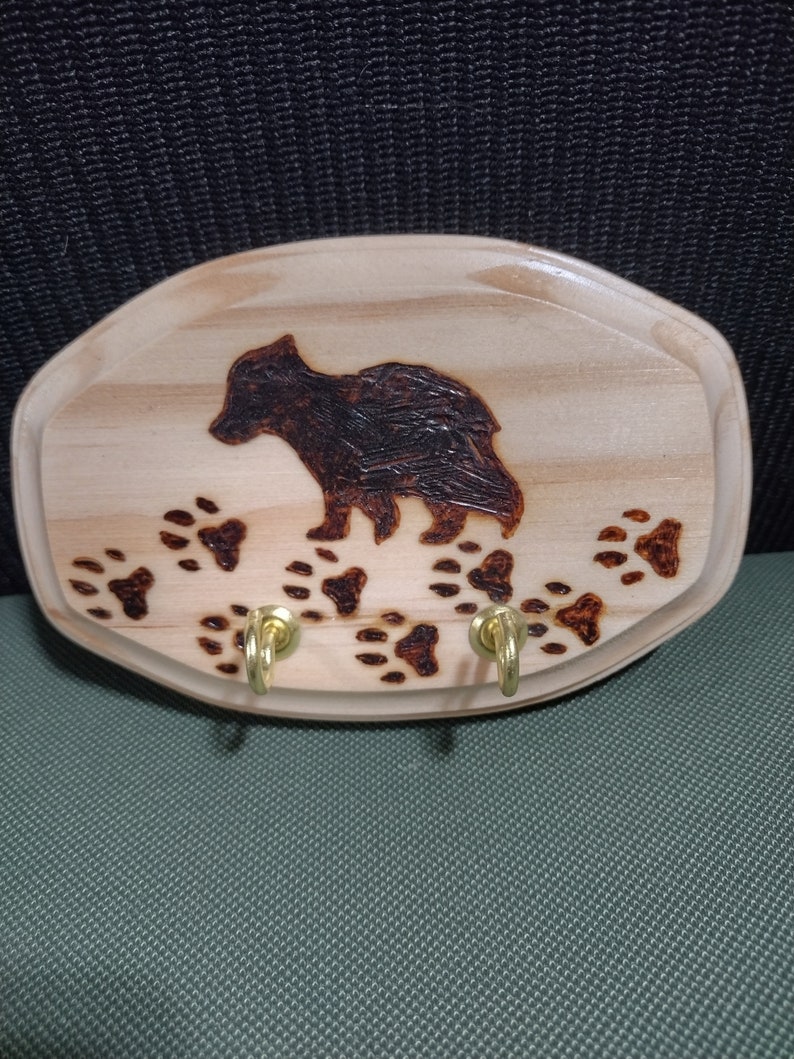 Wood Burned Key Holder. Pyrography. Burned by Hand. Has Hooks to Hold ...