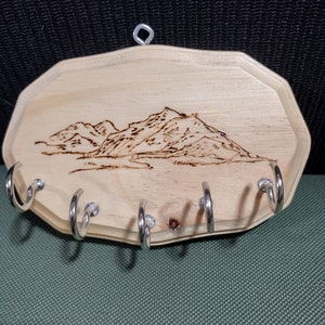 Wood Burned Key Holder. Pyrography. Burned by Hand. Has Hooks to Hold ...
