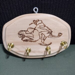 Wood Burned Key Holder. Pyrography. Burned by Hand. Has Hooks to Hold ...