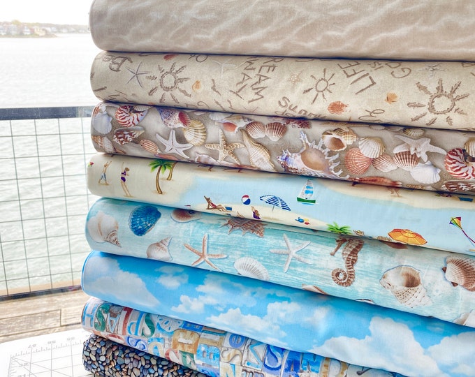 BEACH Comber COASTAL SEASIDE Fabrics - 100% Cotton Quilt Fabric ...