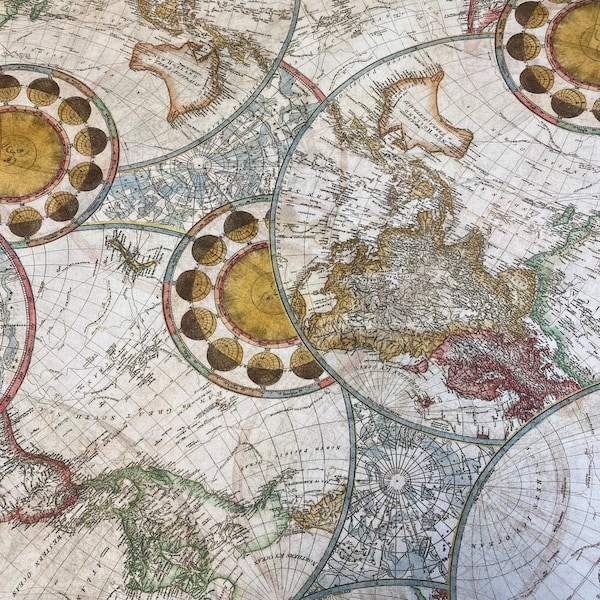 World Map Fabric - Etsy
